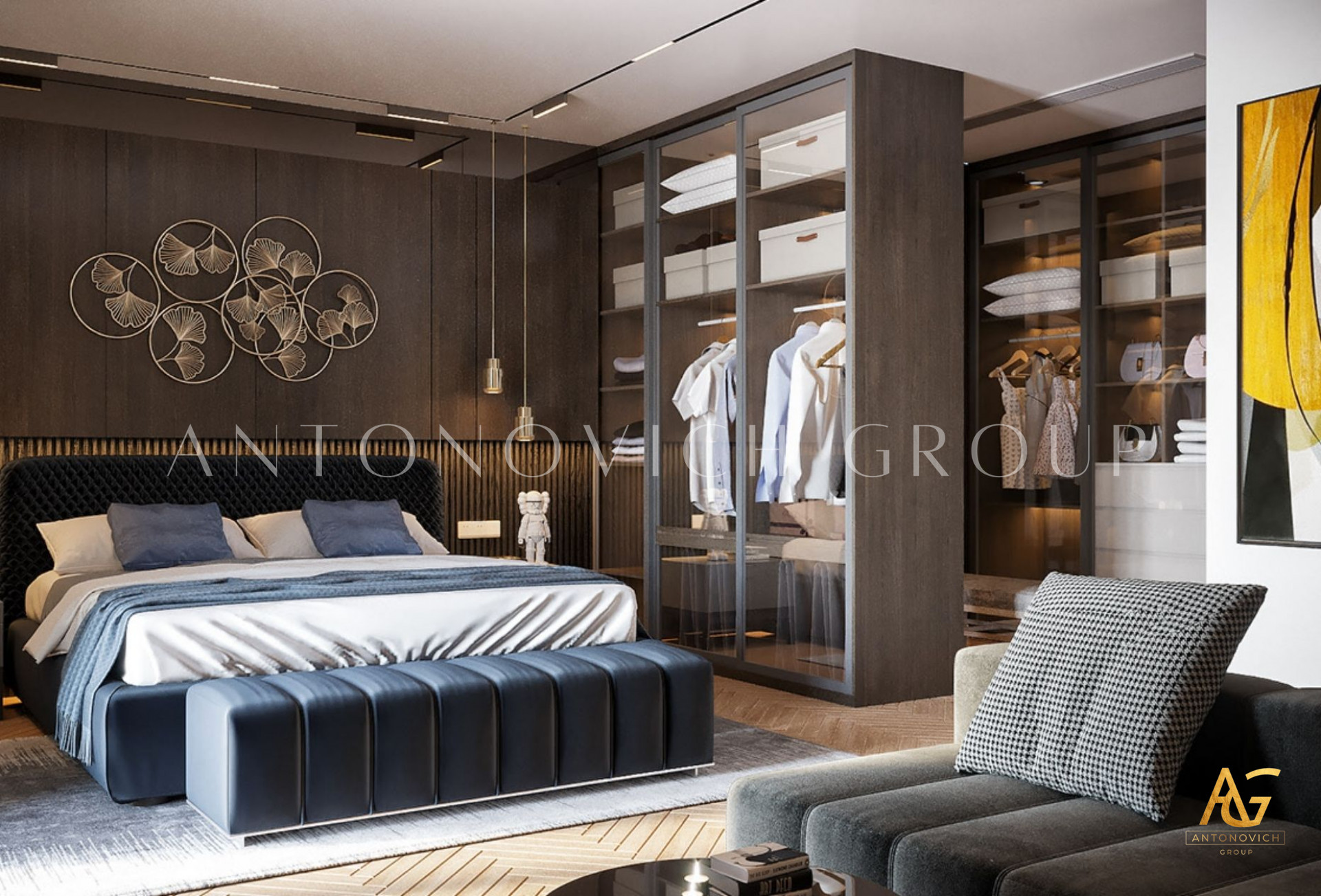 Navy Blue Master Bedroom Interior Design