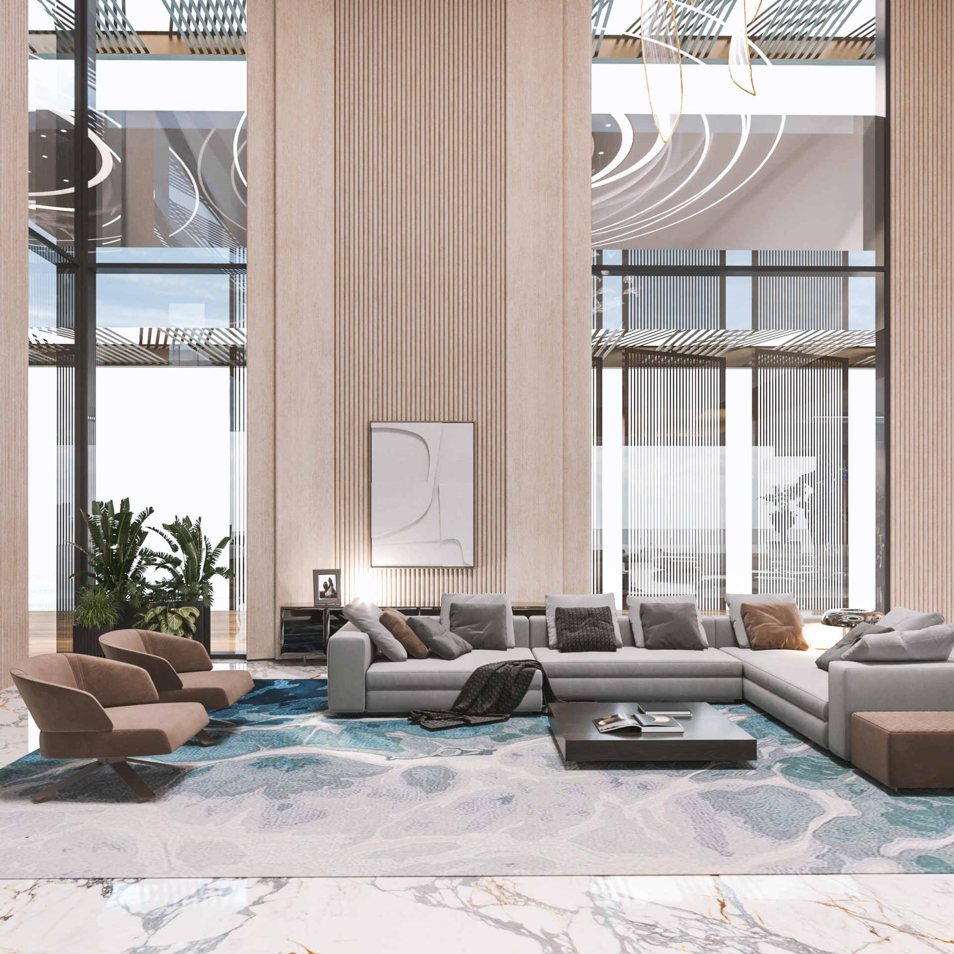 Family Sitting Room Design in Dubai by Luxury Antonovich Design