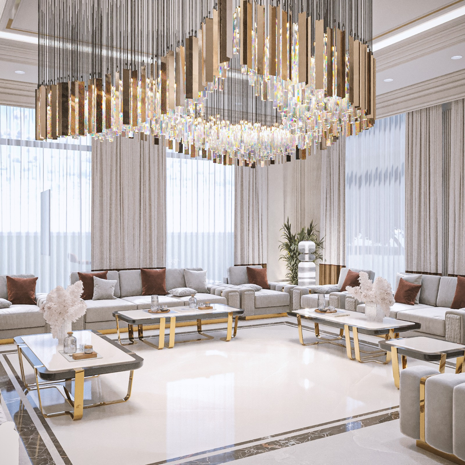 Elevating Luxury Living: Exquisite Villa Living Room Design by Antonovich Group