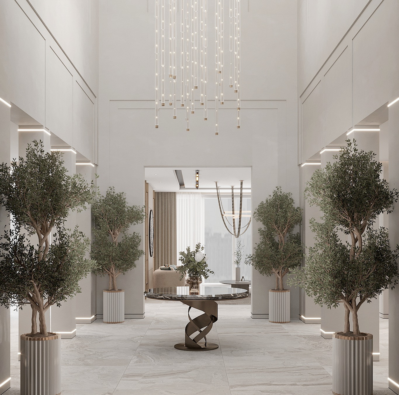 Elevating Elegance: Modern Aesthetic Foyer Interior Design for Al Barari Villa Dubai