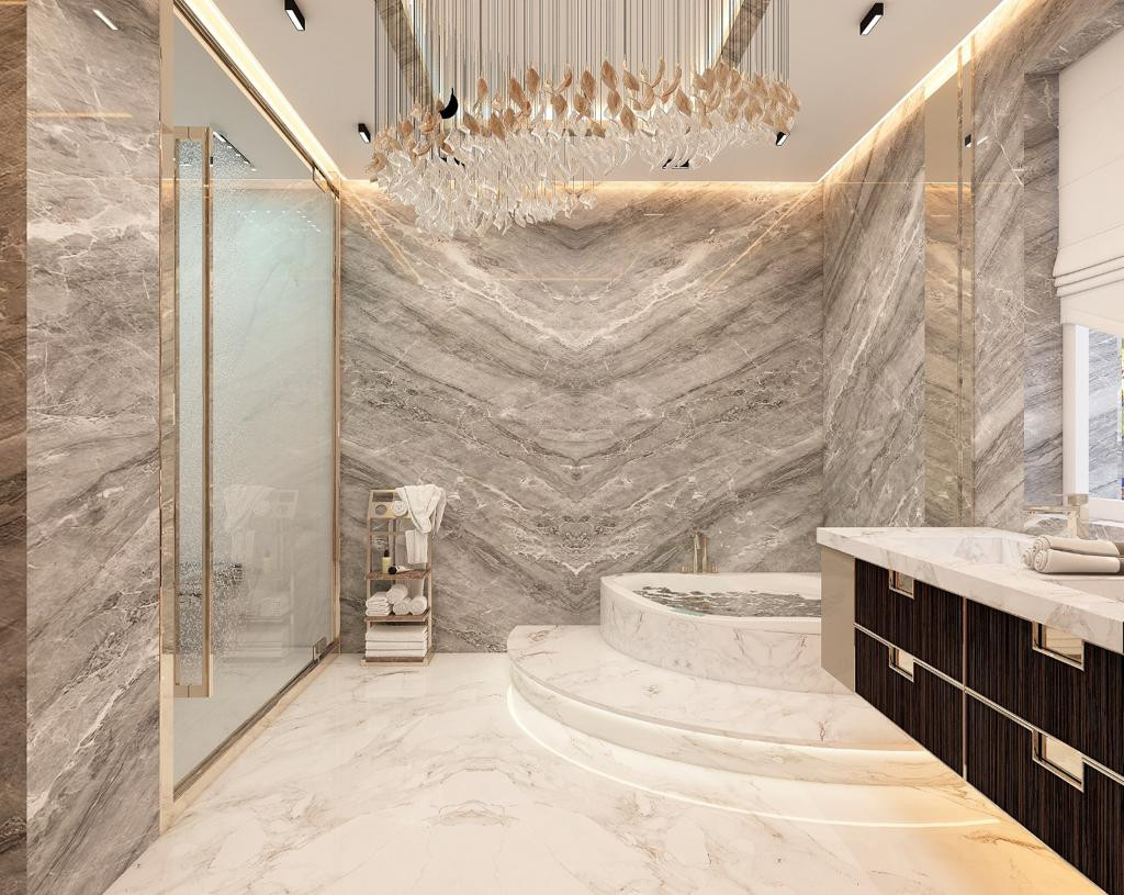 Luxury Master Bathroom Design by Antonovich Group: Tailored Lighting ...