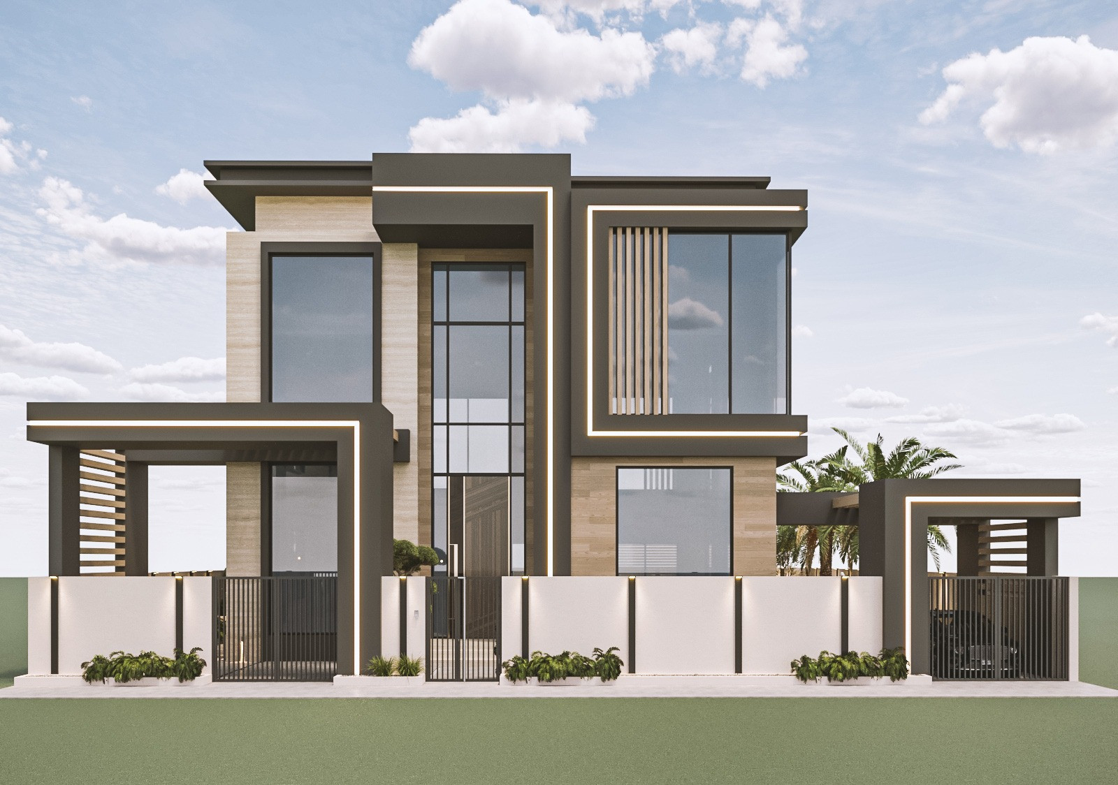 Modern Exterior and Landscape Design Execution at Hind Madinat Dubai